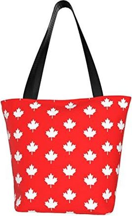 AOOEDM Drapeau du Canada Feuille d&eacute;rable Sac d&eacute;picerie r&eacute;utilisable Sac &agrave; provisions Sac &agrave; bandouli&egrave;re d&eacute;contract&eacute; Sac &agrave; main pour hommes Femmes Sac de march