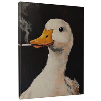 Generic Kunstdruck auf Leinwand, Motiv: Coole Ente rauchend, schwarz-wei&szlig;e Tierdrucke, witzige Dekoration f&uuml;r Wohnzimmer, Schlafzimmer, B&uuml;ro, lustige Wandkuns