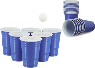 Relaxdays blau Beer Pong Becher, 50 Stück, stabiler Plastikbecher, Partybecher 16 oz, Trinkbecher Softdrinks u. Bier, Kunststoff, 8.5 cm