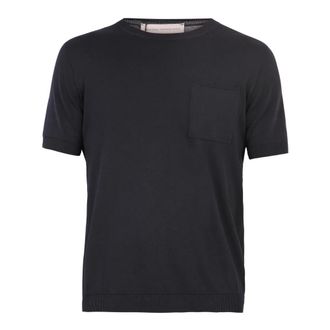 Original Vintage Homme, Tops, Bleu, Taille: S T-shirt en Coton Bleu Col Rond