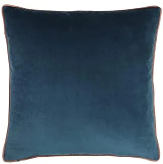 furn. Paoletti Meridian Samt Paspelierter Kissenbezug, Petrol/Blush