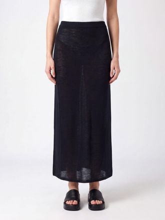 Semicouture Jupe crayon longue en pure laine vierge &agrave; taille haute