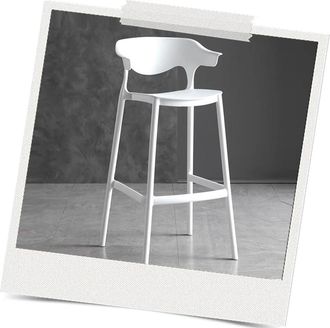 Generic Stapelbare Barhocker (76 cm) mit R&uuml;ckenlehne, stapelbare Kunststoff-Thekenst&uuml;hle, armlose, hohe Hocker mit Fu&szlig;st&uuml;tze f&uuml;r K&uuml;che und Essbereich