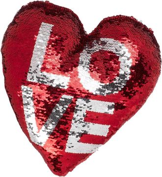 Out of the Blue Wandelbares Paillettenkissen Herz Love Rot, mit Farbwechsel durch Dar&uuml;berstreifen: rot-metallic und silber, Dekokissen, H&uuml;lle: 50% PET, 50% Polyester,