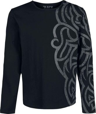Black Premium by EMP Herren schwarzes Langarmshirt mit gro&szlig;em Ornament XXL