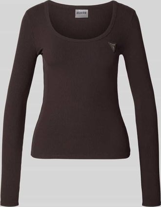 Guess Longsleeve in Ripp-Optik mit Label-Applikation Modell COLETTE