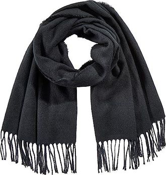 Amazon Essentials Grande écharpe tissée avec Franges Mixte Adulte, Noir, Taille Unique