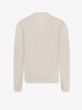 HUGO BOSS Mens Crew-Neck Wool-Silk-Cashmere Sweater White Wool Silk Cashmere