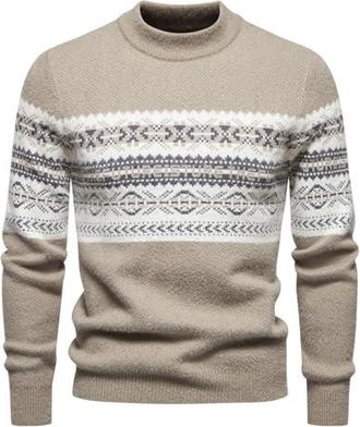Generic ofeirhz Pull pour homme en tricot imprimé à manches longues et col rond thermique pour homme, facile dentretien, super doux, confortable, pull pour ho