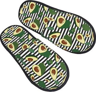 Generic Pantoufle Maison Avocat Sur Rayure Chaudes Pantoufles Doux Chaussons Maison Confortable Hiver Chaussures Chaudes Pour Maison Salon H&ocirc;tels M