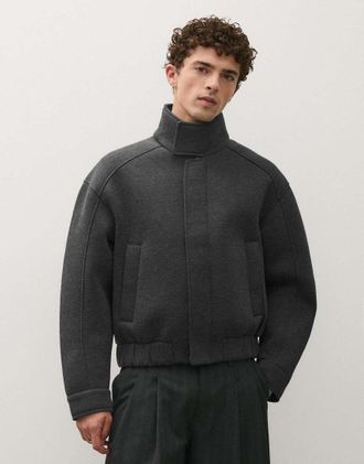 Bershka technische Jacke mit hohem Kragen in Grau