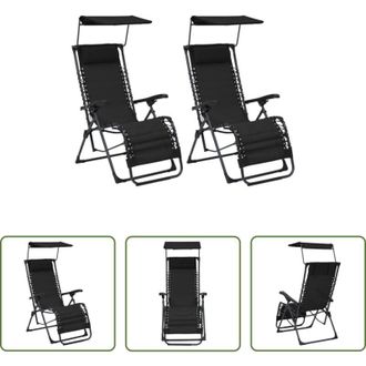 vidaXL vidaXL Sonnenschutz - Klappbare Liegest&uuml;hle 2 Stk. Textilene Schwarz