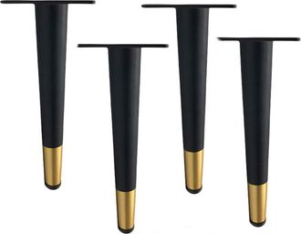 Generic Eisenmöbelbeine, Tischbeine aus Metall, gerade Kegelschrankbeine, Küchenfüße aus schwarzem Gold, Bettbeine, Stützbeine, mit Befestigungsschrauben, Dru