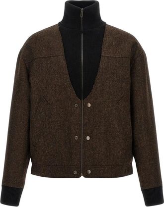 Maison Margiela Herringbone Woll Bomberjacke - - Jackets - Herren - Braun - L