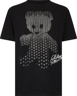 Philipp Plein Round Neck T-Shirt Teddy Strass Teddy Bear