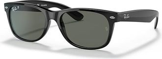 Ray-Ban New Wayfarer Classic Sonnenbrillen Schwarz Fassung Grün Glas Polarisiert 52-18