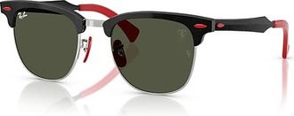 Ray-Ban Rb3807m Scuderia Ferrari Collection Sonnenbrillen Schwarz Gebürstet Fassung Grün Glas 51-21
