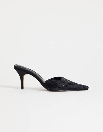 Topshop Avery - Escarpins style mules pointues &agrave; ornements - Noir