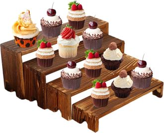 Generico Holzlift - aus Holz für Desserts und Ausstellungen, 4 Stück, dekoratives für Küche, Buffet, Theke, Party, Dessert, Parfüm