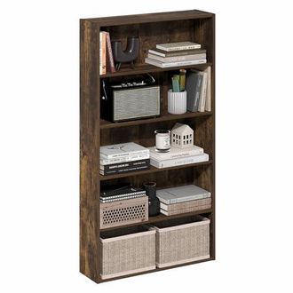 Furinno Basic 5-st&ouml;ckiges offenes Regal, B&uuml;cherregal, Aufbewahrungsorganizer, 16.8 x 60 x 110.9 cm, Bernstein-Kiefer