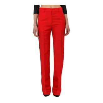 Calvin Klein Femme, Pantalons, Rouge, Taille: 44 FR Pantalon Droit avec Bande Lat&eacute;rale Contrast&eacute;e