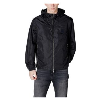 A|X Armani Exchange Schwarze Kapuzenjacke mit Rei&szlig;verschluss und Taschen - - Jackets - Herren - Schwarzk - L