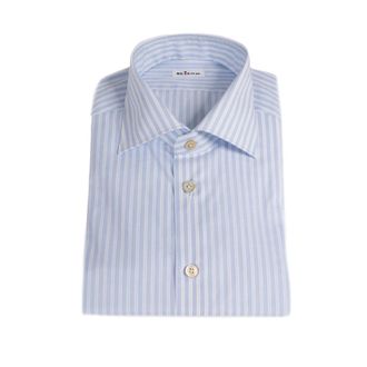 Kiton Gestreiftes Baumwollhemd - - Shirts - Herren - Blau - XL