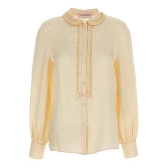 Valentino Garavani Toute La V Seidenjacquard-Hemd - - Blouses & Shirts - Damen - Beige - M