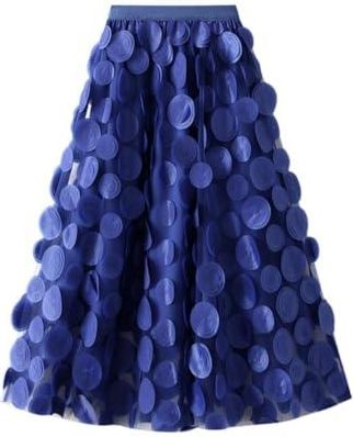 Generic Jupe longue en tulle pour femme - Jupe pliss&eacute;e &eacute;l&eacute;gante - Couleur unie - En tulle - Taille haute - Jupe d&eacute;t&eacute; - Jupe trap&egrave;ze - Jupe en tulle - Jupe de 