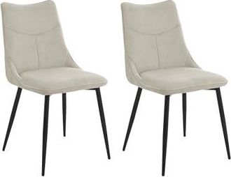 Byliving Esszimmerstuhl 2er Set Carlo/Webstoff Taupe/Gestell Metall schwarz/K&uuml;chenstuhl / 4-Fu&szlig;-Stuhl/Polsterstuhl/B 59, H 88, T 47 cm
