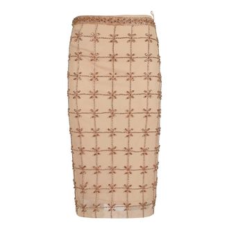 Pinko Pinko, Femme, Jupes, Beige, Taille: 36 FR Jupe Orn&eacute;e de Cristaux