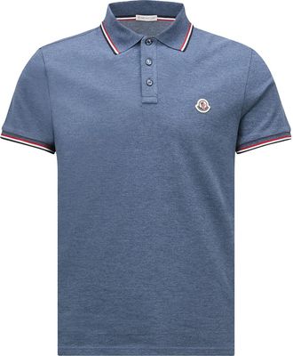 Moncler Moncler Tricolour-trimmed Cotton Piquet Polo Shirt, Men, Blue, Size: 3xl