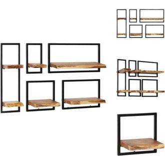 vidaXL Vidaxl - Wandregal-Set 5-tlg. Akazienholz Massiv und Stahl - Wand Regal - Holz Regal - Akazienholzm&ouml;bel - Industrielles Design - Vintage Deko