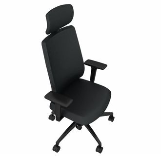 Dauphin Indeed nachhaltiger Bürostuhl, höhenverstellbar, ergonomisch, leichtes Gewicht (Polo: Schwarz, Vollpolster mit Nackenstütze)