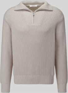 Selected Regular Fit Pullover aus reiner Baumwolle mit Troyer-Kragen