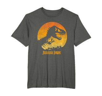 Jurassic Park T-Rex Skeleton Sunset Distressed Logo T-Shirt
