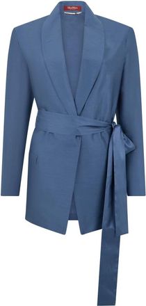 Max Mara Femme, Vestes, Bleu, Taille: 36 FR Msebiacco Tied Blazer