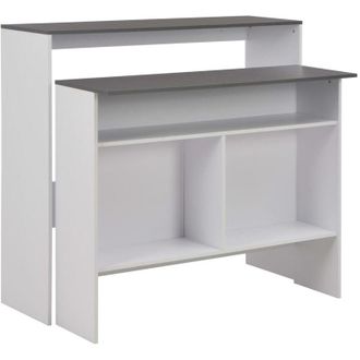 vidaXL Bartisch mit 2 Tischplatten Wei&szlig; und Grau 130 x 40 x 120 cm - Vidaxl