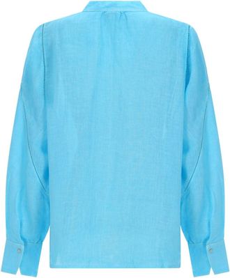 120% Lino 100% Linen Shirt - Blue