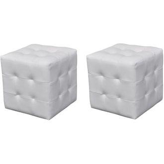 vidaXL Tabourets cube Blanc Vidaxl