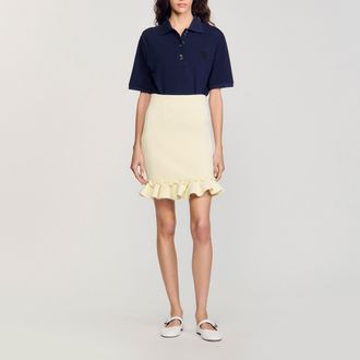 Sandro Jupe en maille &agrave; volant