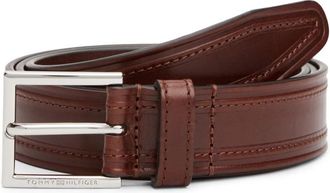 Tommy Hilfiger Schmaler Ledergürtel mit Kontrastnähten in