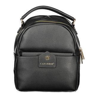 Caf&egrave;noir Femme, Sacs, Noir, Taille: ONE Size Sac &agrave; dos avec fermeture &eacute;clair et poign&eacute;e, poche &agrave; rabat avant