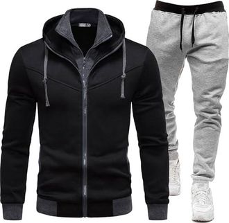 Generic Surv&ecirc;tement Homme Ensemble Sweat &Agrave; Capuche Zipp&eacute; &Agrave; Manches Longues Et Pantalon Marche Loisir Pantalon De Surv&ecirc;tement Homme Exquis V&ecirc;tements De Sport a