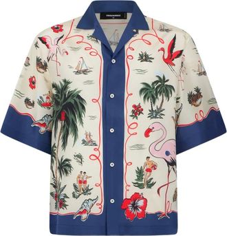 Dsquared2 Homme, Chemises, Multicolore, Taille: XL Contrasting Collar Short Sleeve Shirt