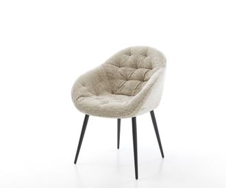 DELIFE Esszimmerstuhl Gaio-Flex Webstoff Soft Beige 4-Fu&szlig; konisch Schwarz, Esszimmerst&uuml;hle