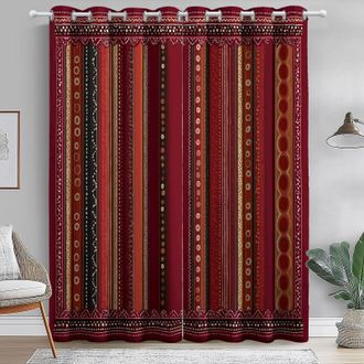 Generic gardinen Verdunkelung Ethnische Streifen B&ouml;hmen Warm f&uuml;r Schlafzimme K&auml;lteschutz Thermovorh&auml;nge Thermo Vorh&auml;nge mit &Ouml;sen Rotbraun Abdunkelnd Vorh&auml;nge 