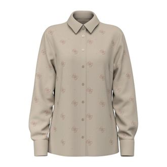 Guess Chemise logo 4G - Femme - Blouses et Chemises - Beige - Taille: 42 FR