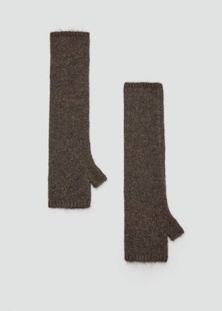 Mango Mitaines longues en maille chocolat - Femme - Taille unique - MANGO