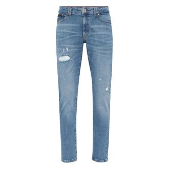Philipp Plein Homme, Jeans, Bleu, Taille: W32 Destroyed Slim Fit Jeans